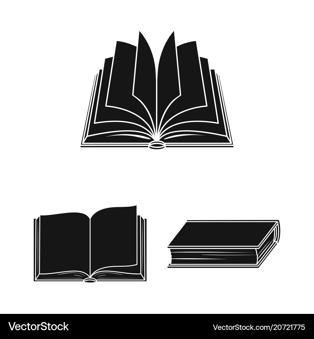 Book bound black icons in set collection Vector Image