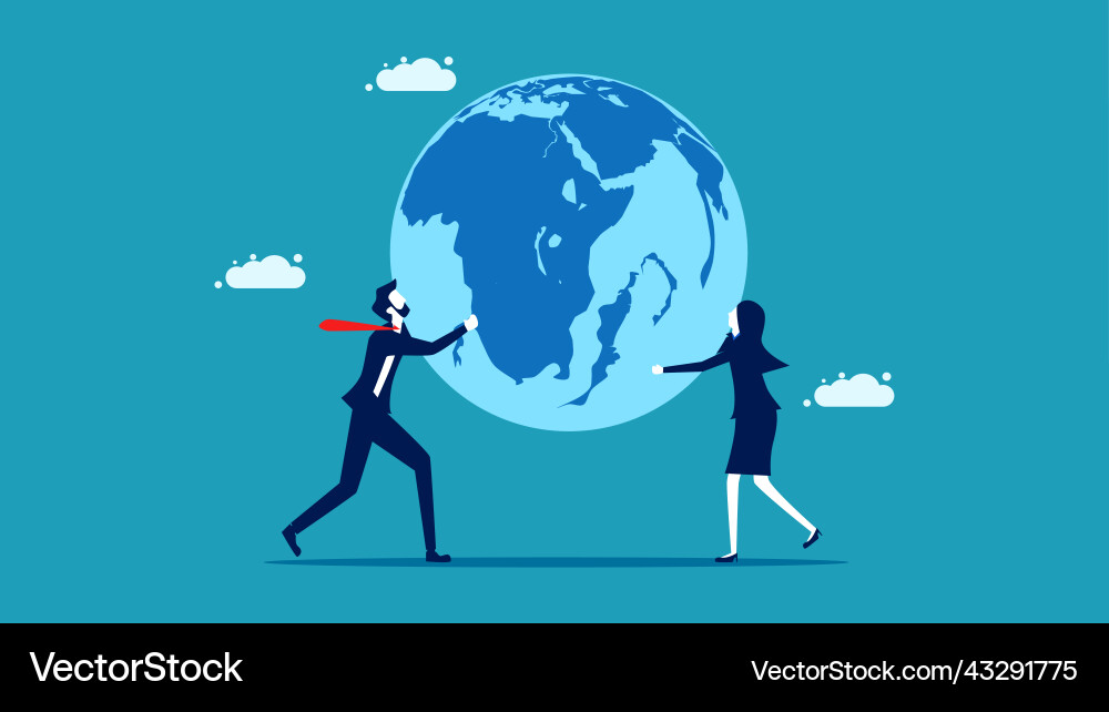 Businessman holding a globe global cooperation Vector Image