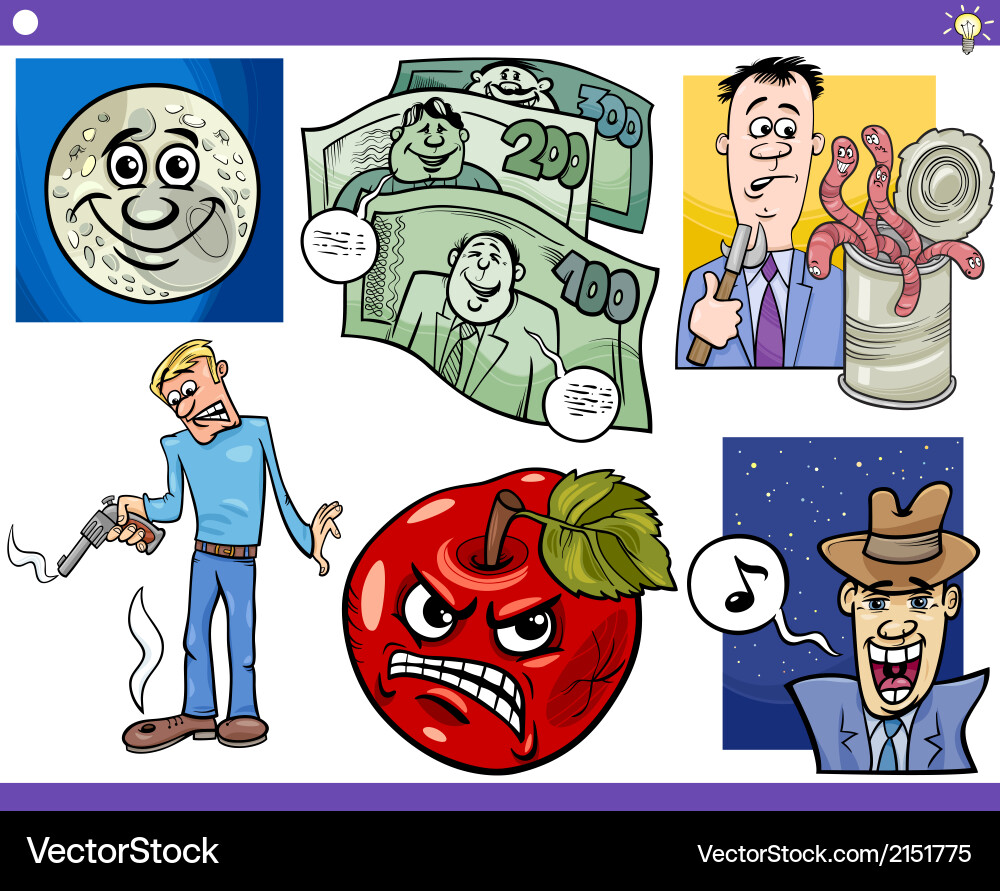 Cartoon concepts and sayings set Royalty Free Vector Image