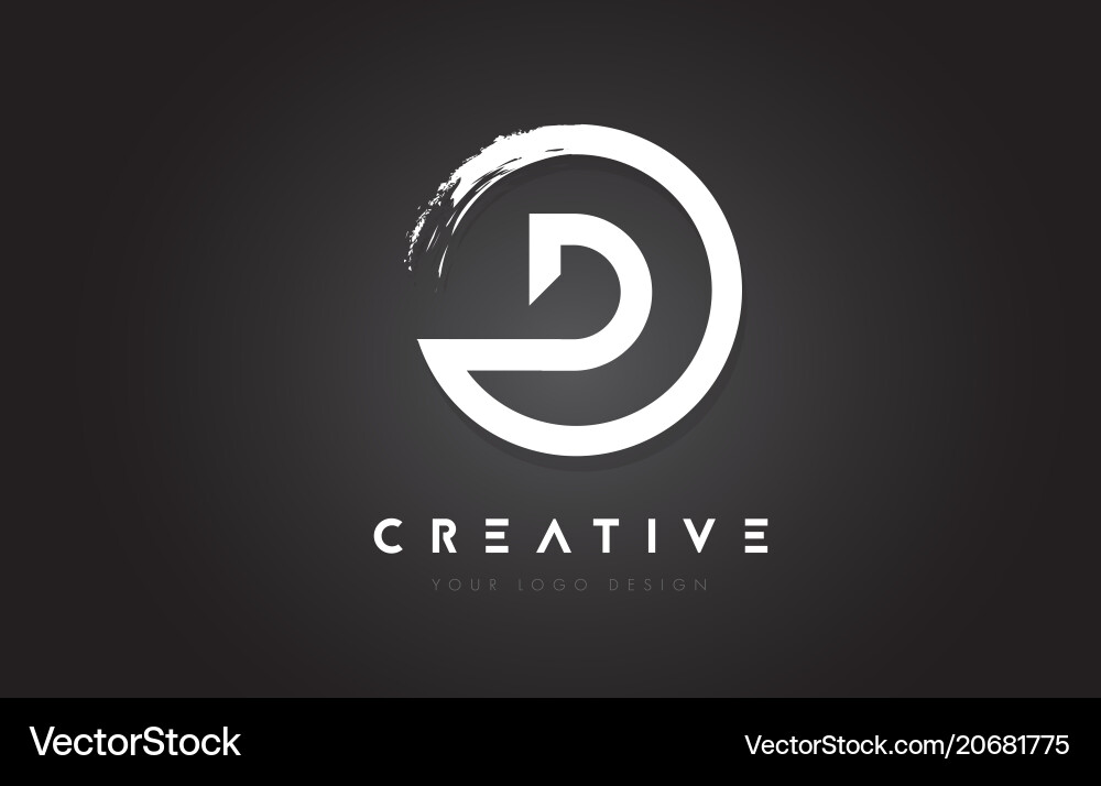 D circular letter logo with circle brush design Vector Image