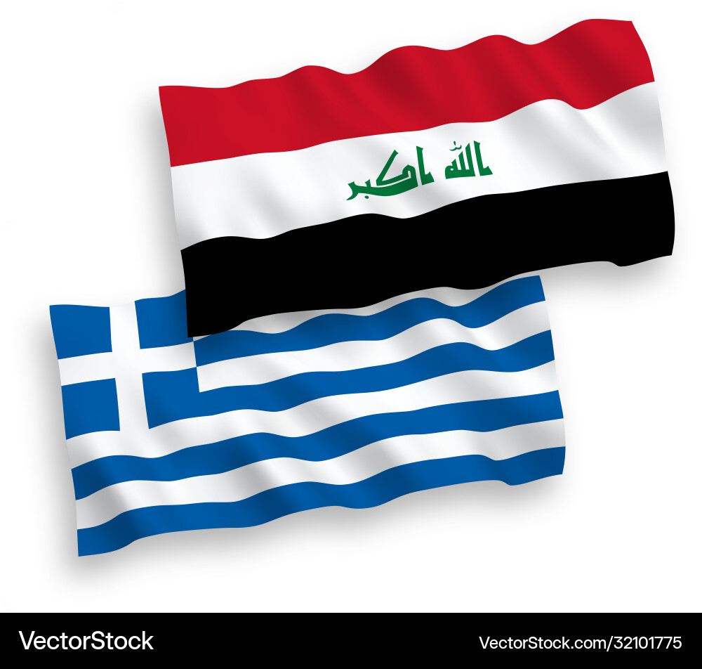 Flags greece and iraq on a white background Vector Image