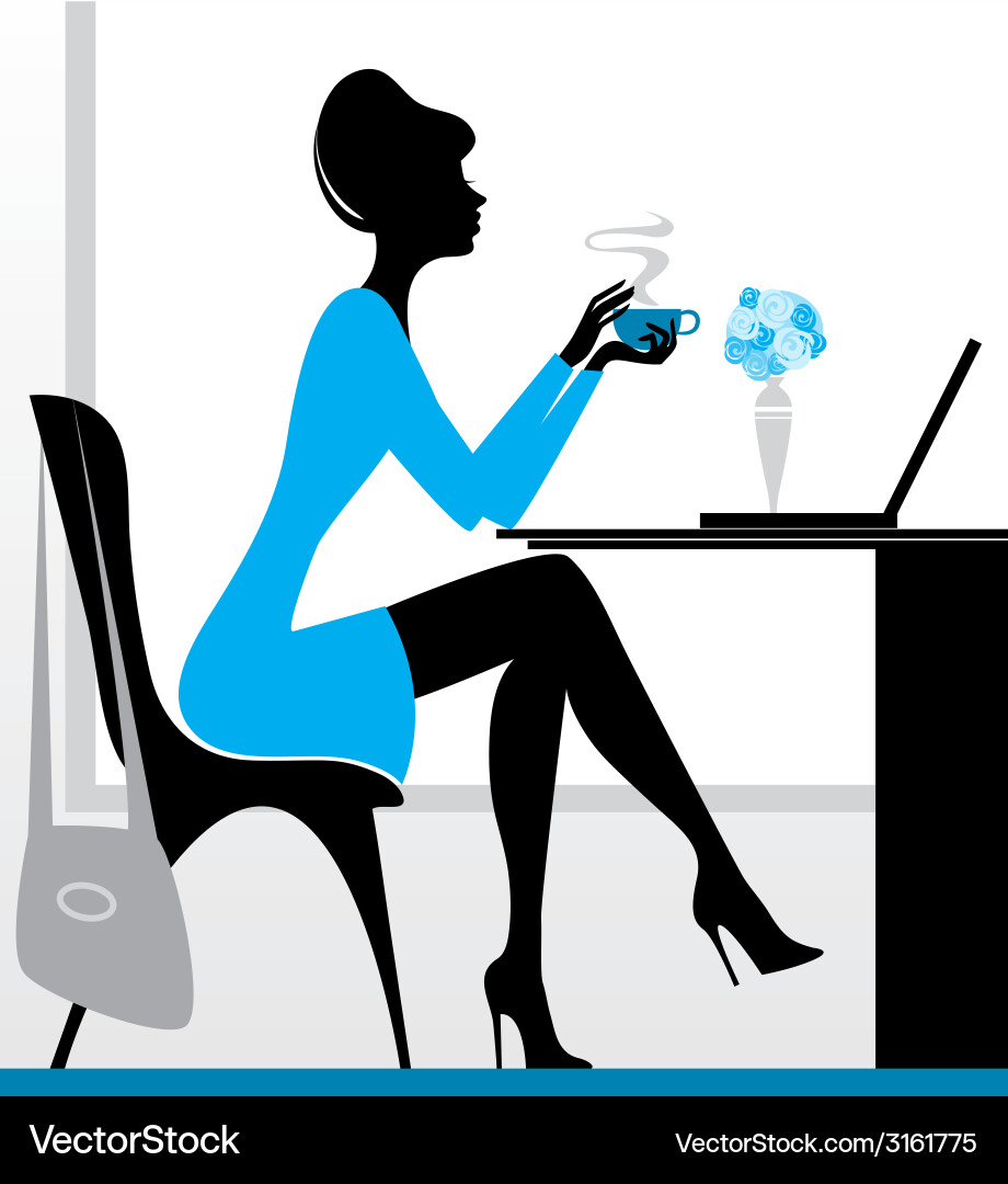 Girl with laptop Royalty Free Vector Image - VectorStock