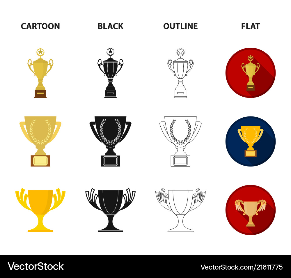 Gold cup icons in set Royalty Free Vector Image