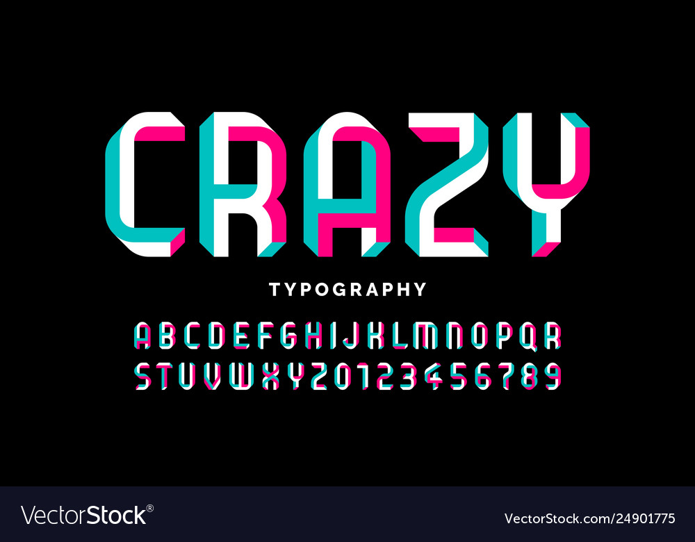 Impossible shape font Royalty Free Vector Image