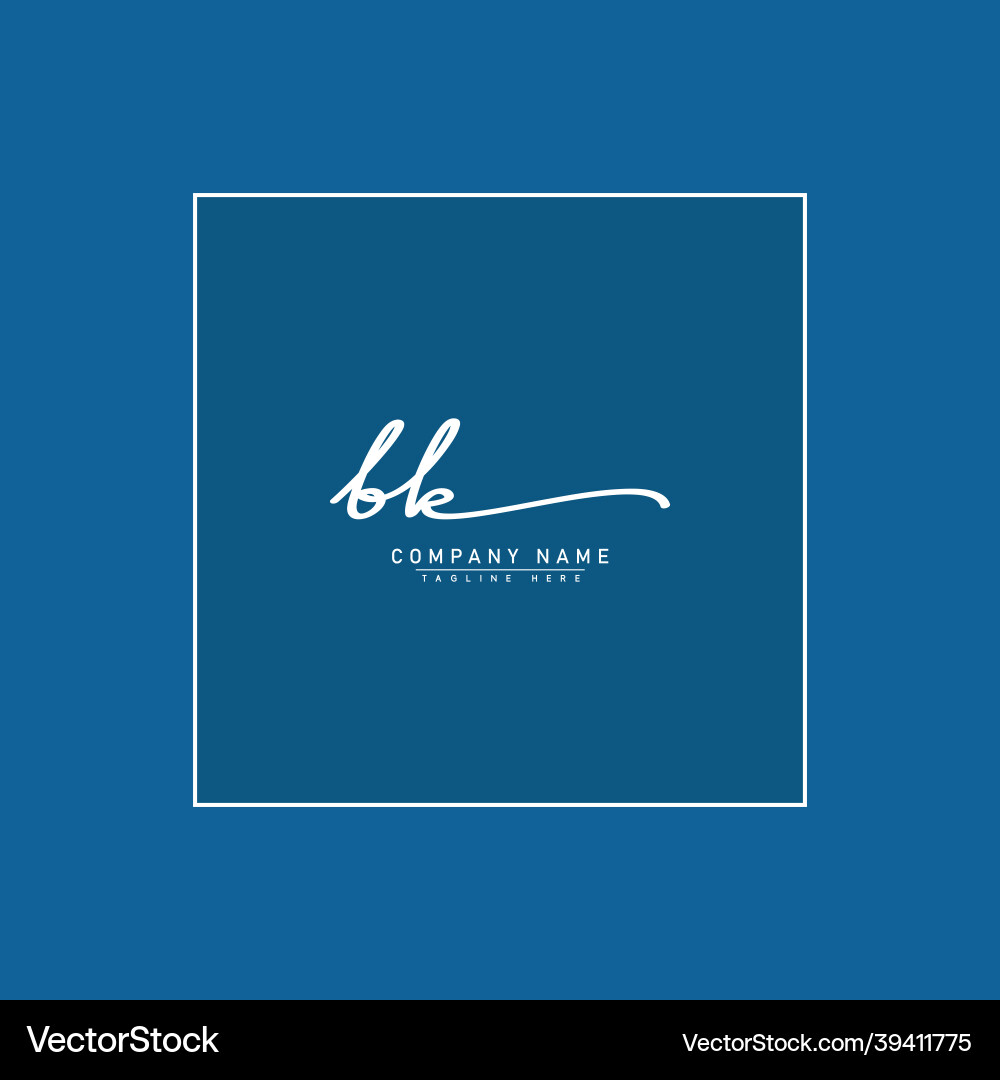 Initial letter bk logo - hand drawn signature Vector Image