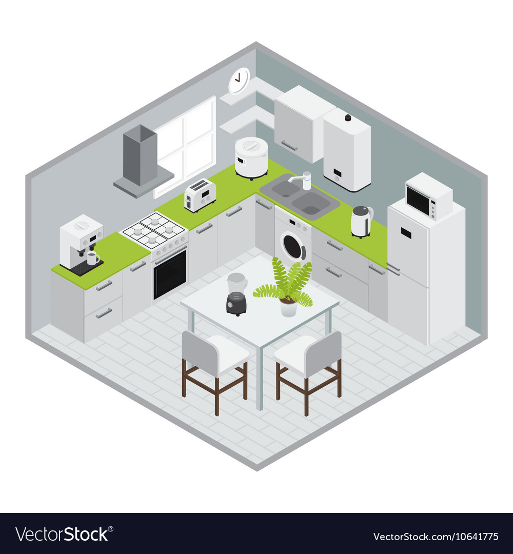 Isometrics Kitchen Composition Royalty Free Vector Image