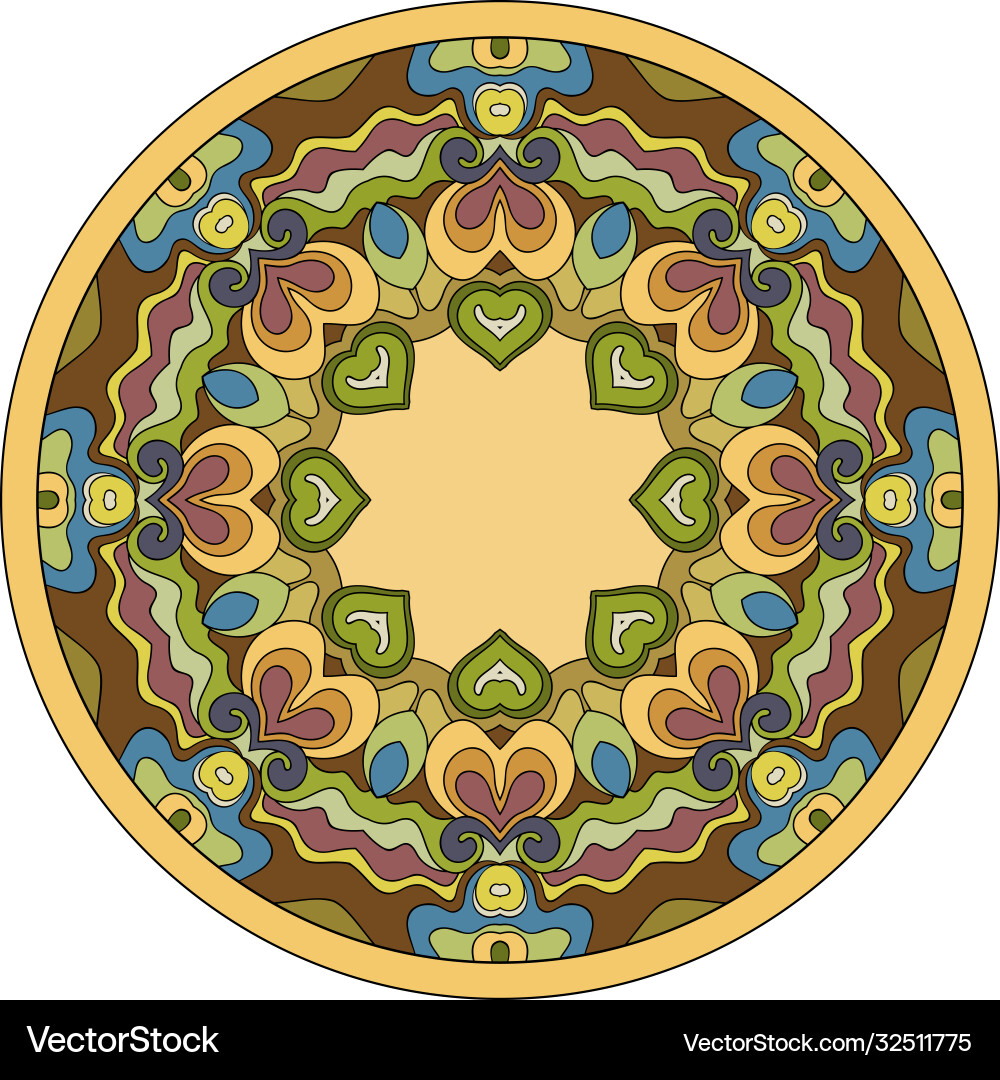 Ornamental vintage ethnic round frame Royalty Free Vector