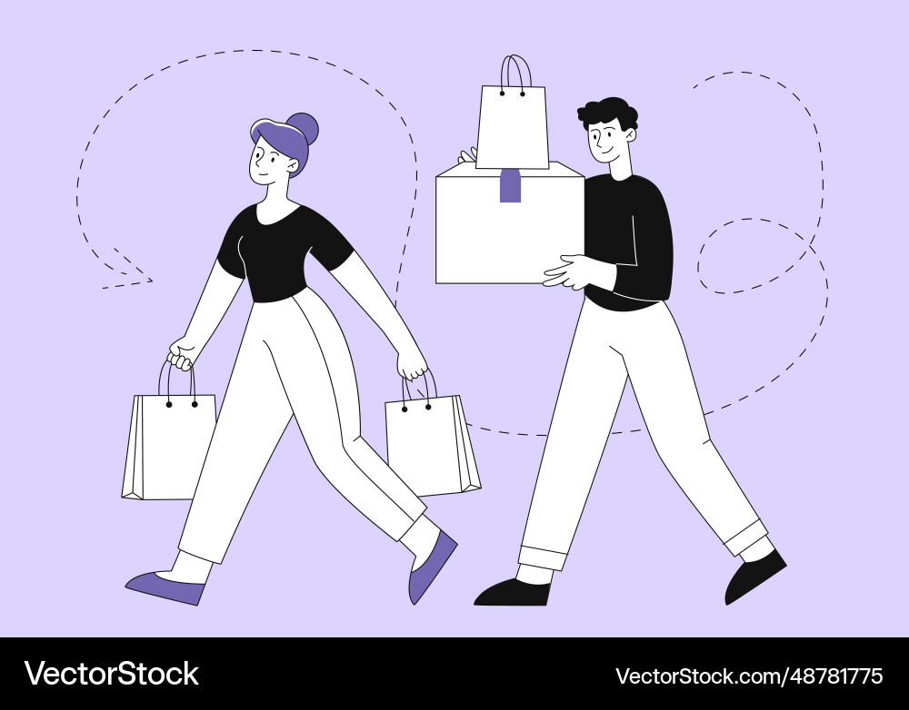 People at shopping line concept Royalty Free Vector Image