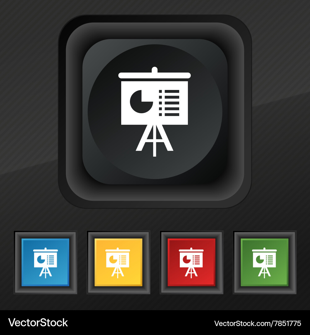 Presentation board icon symbol set of five Vector Image