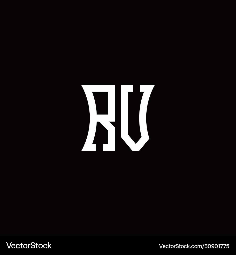 Rv monogram logo letter with curved side style Vector Image