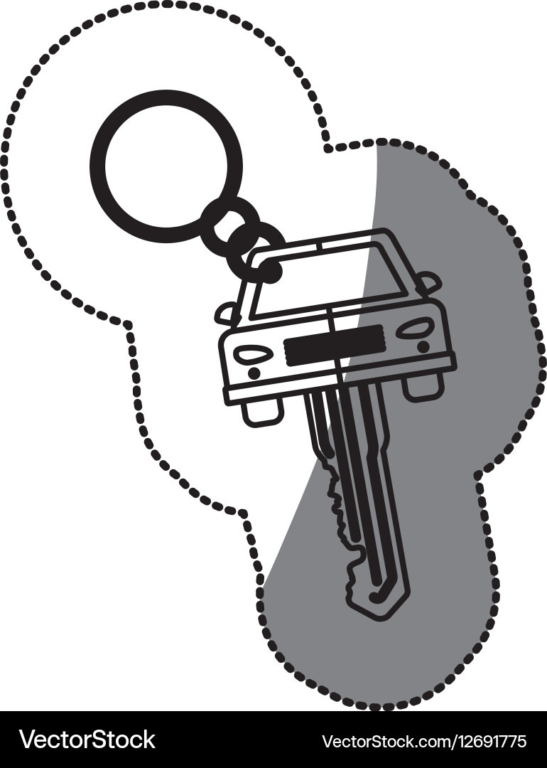 Silhouette dotted sticker with car keychain Vector Image