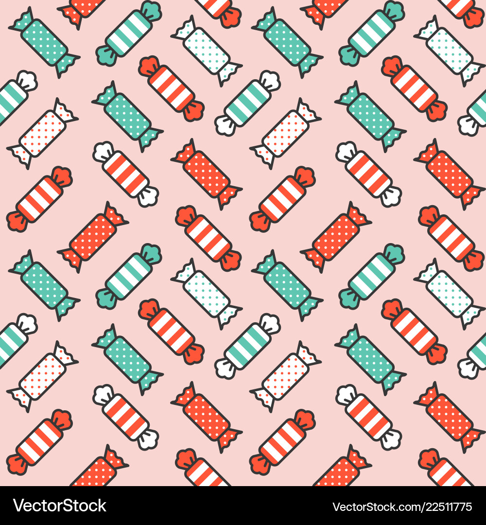 Sweets candy filled outline seamless pattern Vector Image