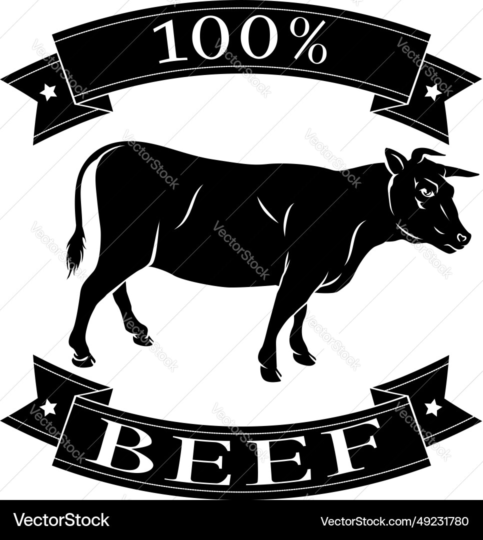 Beef cow 100 percent label Royalty Free Vector Image