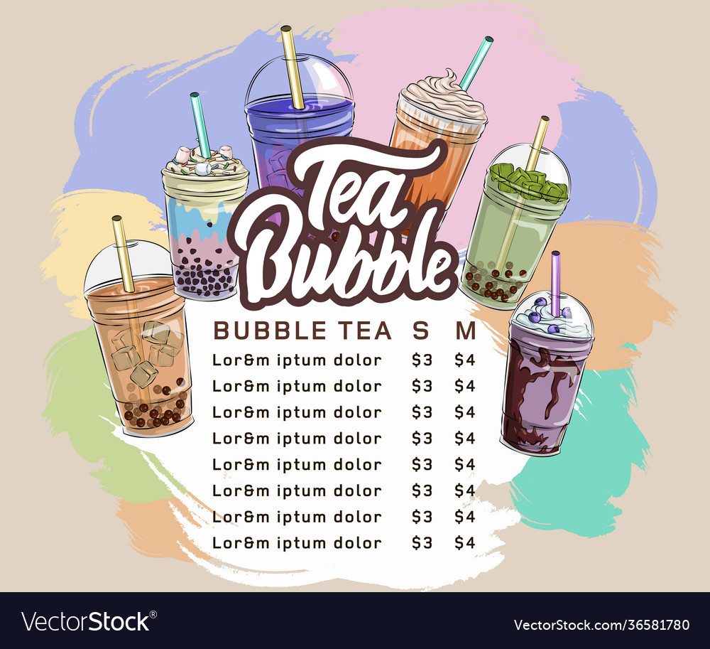 Bubble tea menu Royalty Free Vector Image - VectorStock