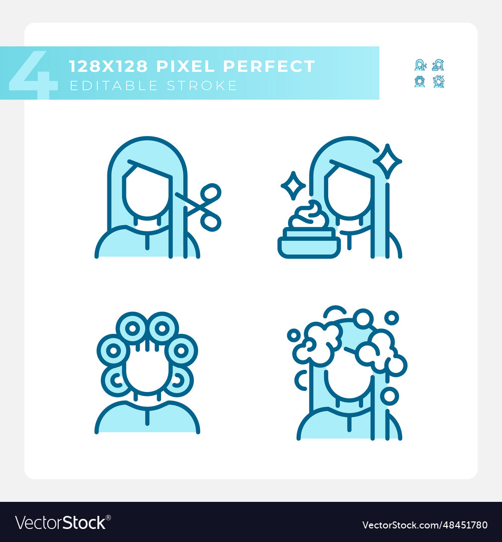 Collection of editable pixel perfect haircare Vector Image Collection of editable pixel perfect haircare Vector Image