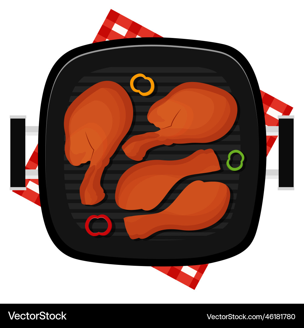 Grilled chicken barbecue home party flat Vector Image