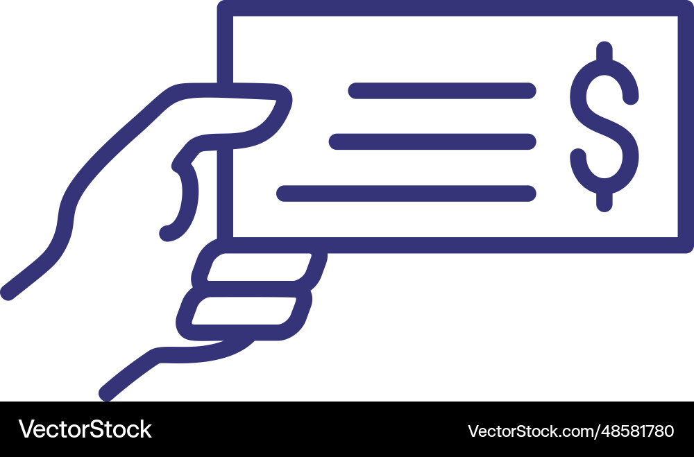 Hand holding bank bill line icon Royalty Free Vector Image