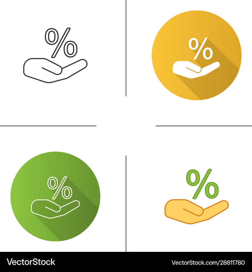 Hand holding percent sign icon Royalty Free Vector Image