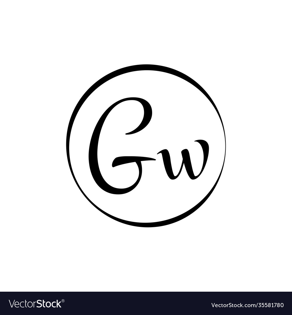 Initial gw script letter logo creative typography Vector Image