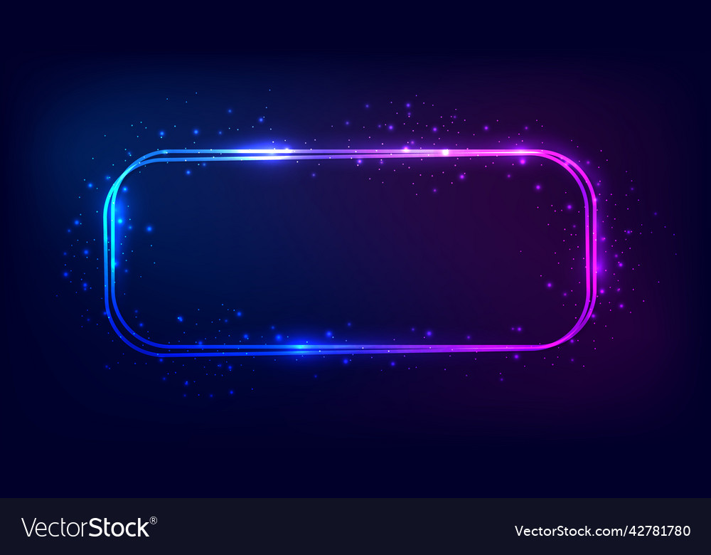 Neon double rounded rectangular frame Royalty Free Vector