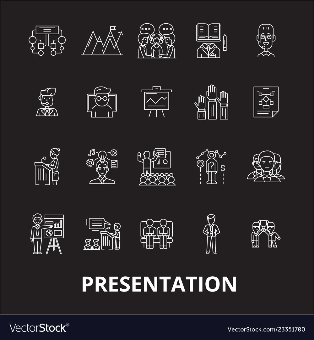 Presentation editable line icons set Royalty Free Vector
