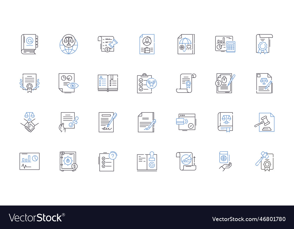 Production Unit Line Icons Collection Efficiency Vector Image