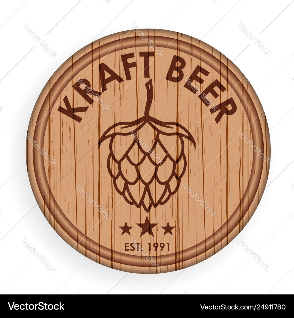 Round wooden signboard beer design elements Vector Image