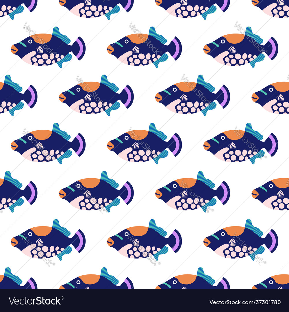 Seamless pattern with fish creative design element