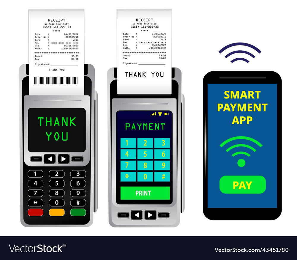 Set of realistic payment terminal methods Vector Image