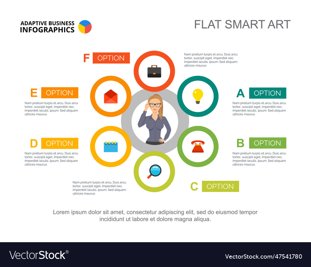 Six options plan process chart template Royalty Free Vector
