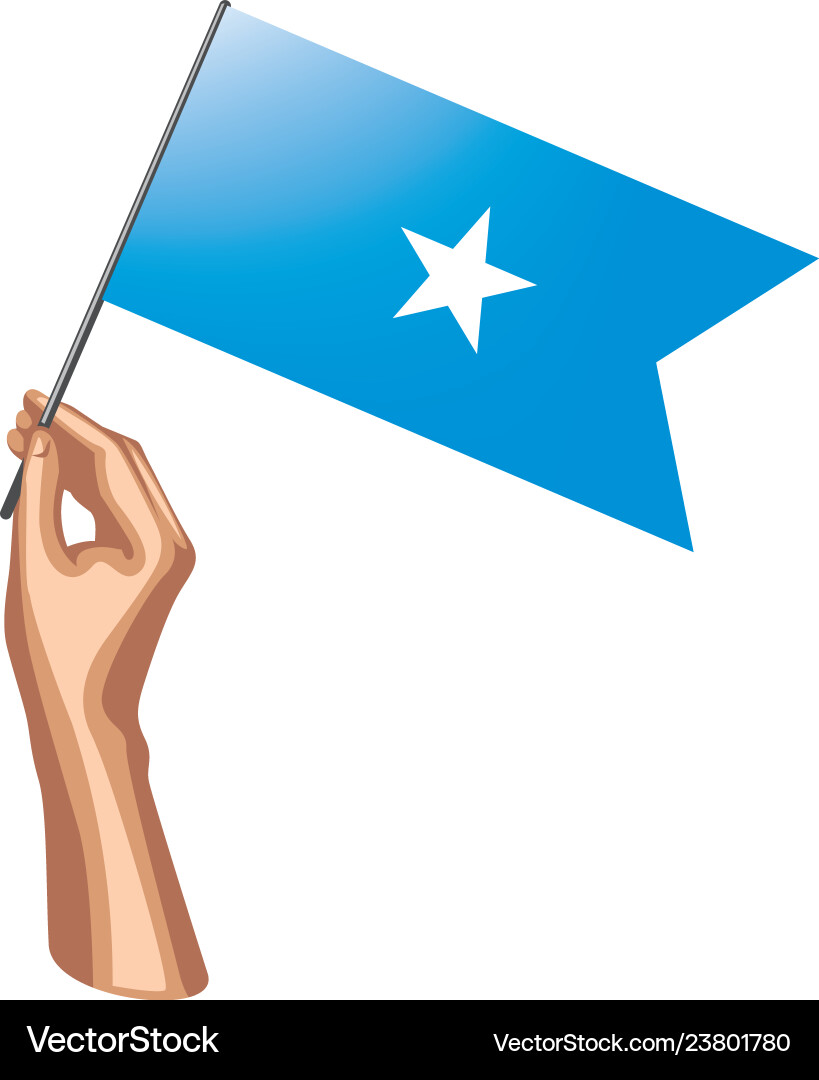 Somalia flag and hand on white background Vector Image