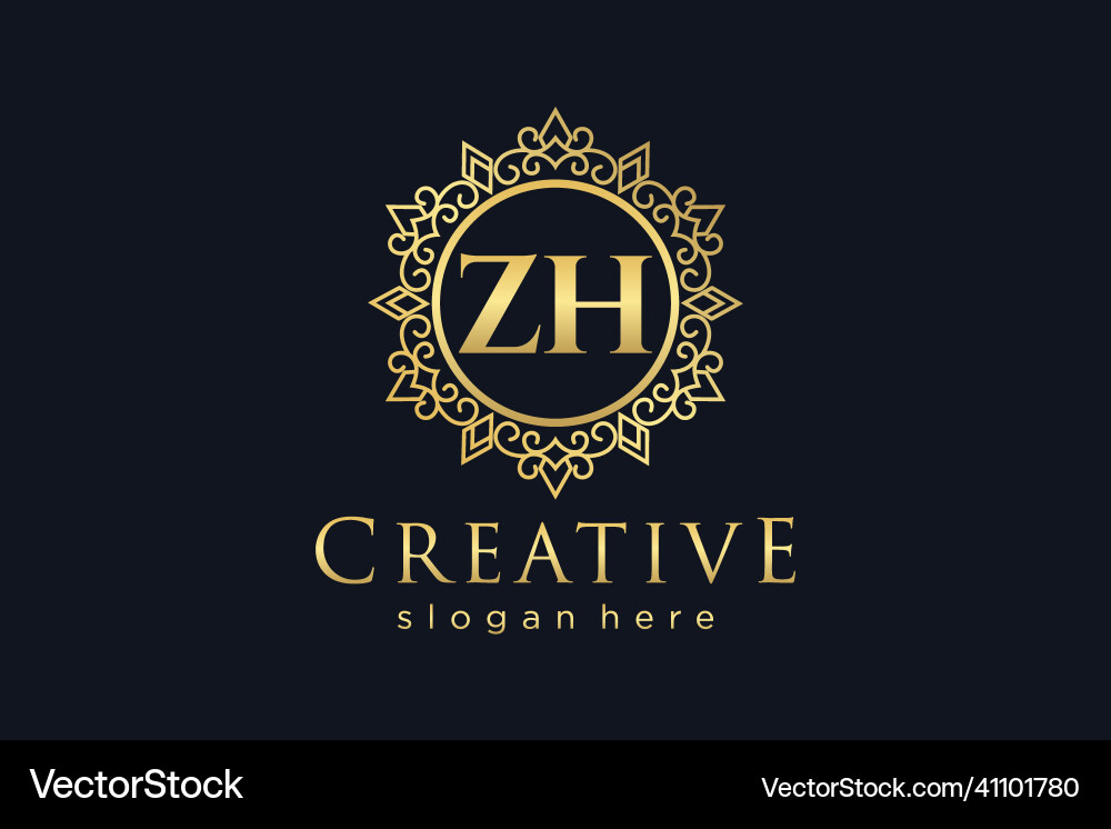 Zh initial letter luxury calligraphic feminine Vector Image