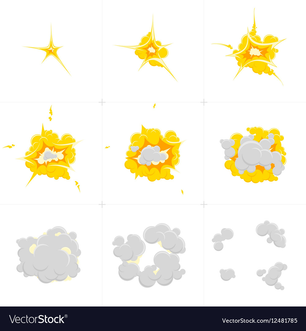 Animation explosion on white Royalty Free Vector Image