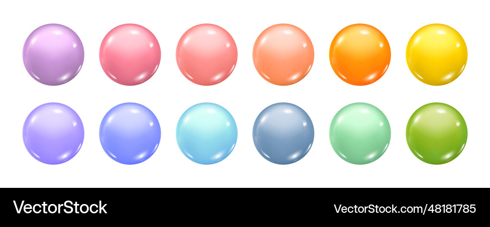 Balls colorful glossy buttons and drops Royalty Free Vector