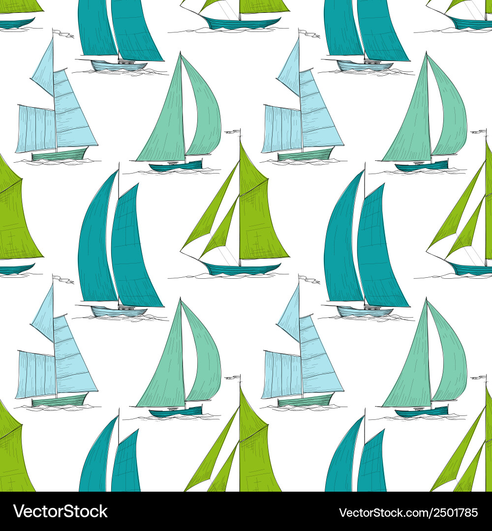Boats on water seamless pattern marine Royalty Free Vector