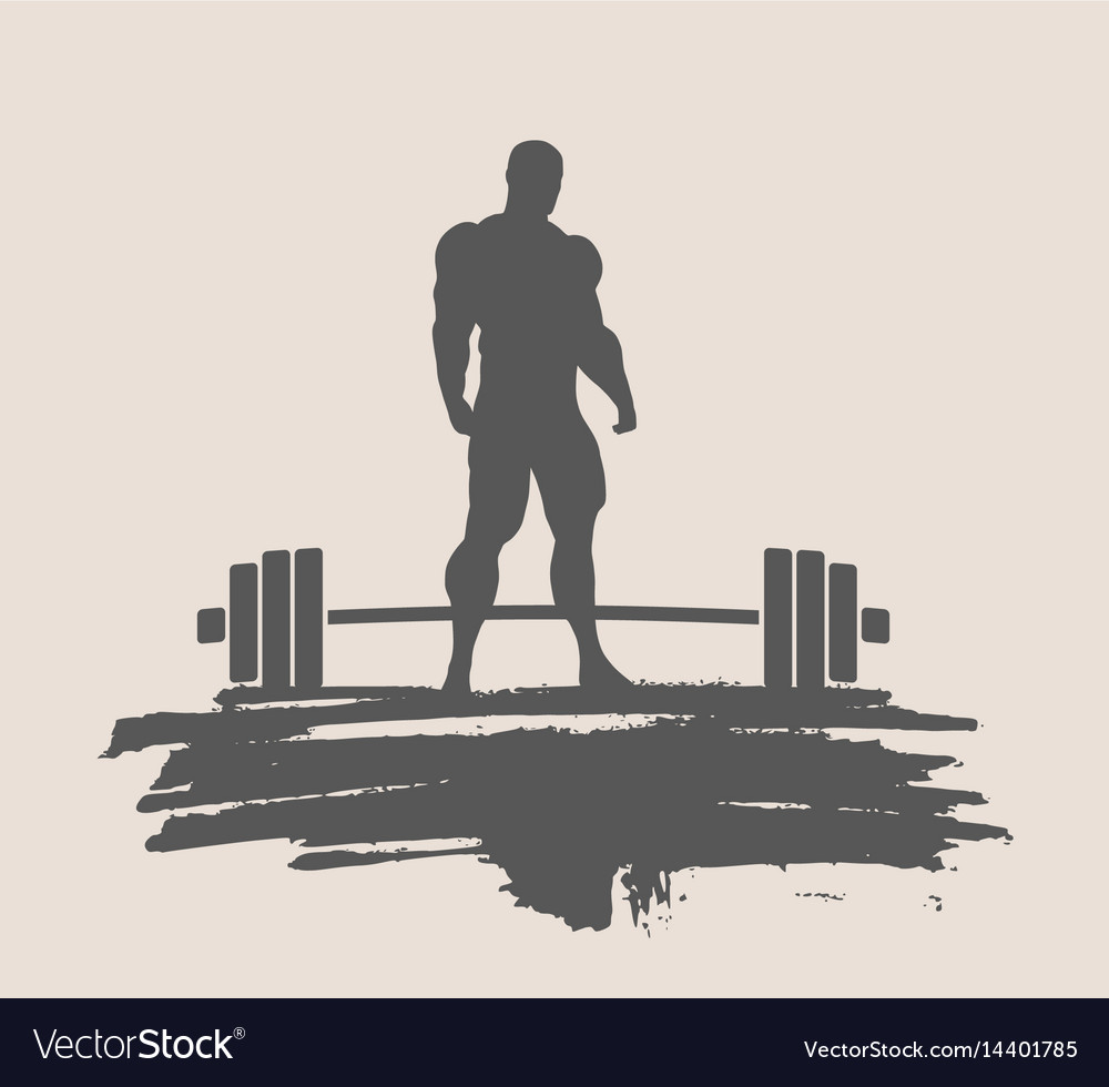 Bodybuilder silhouette posing Royalty Free Vector Image