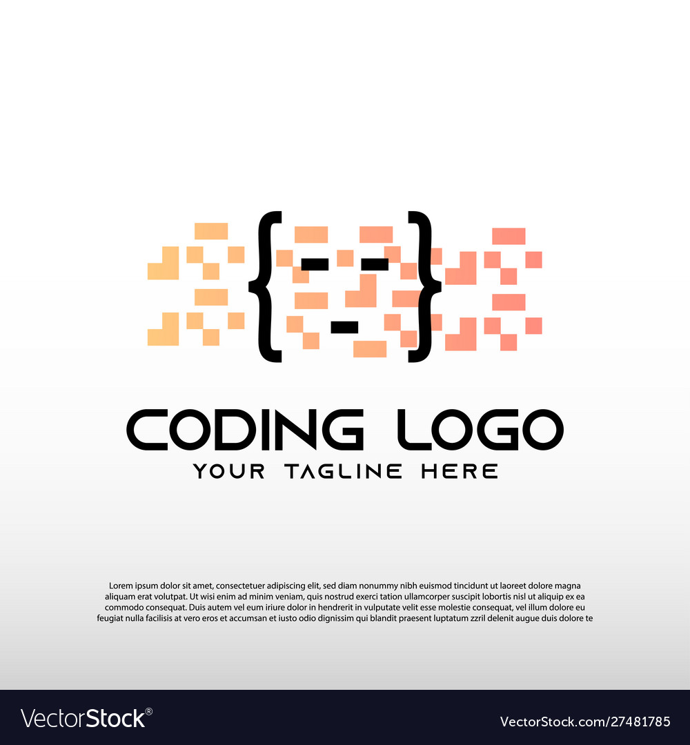 Coding logo with colorful and pixel concept Vector Image