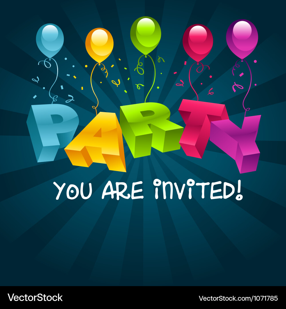 Colorful party invitation card Royalty Free Vector Image