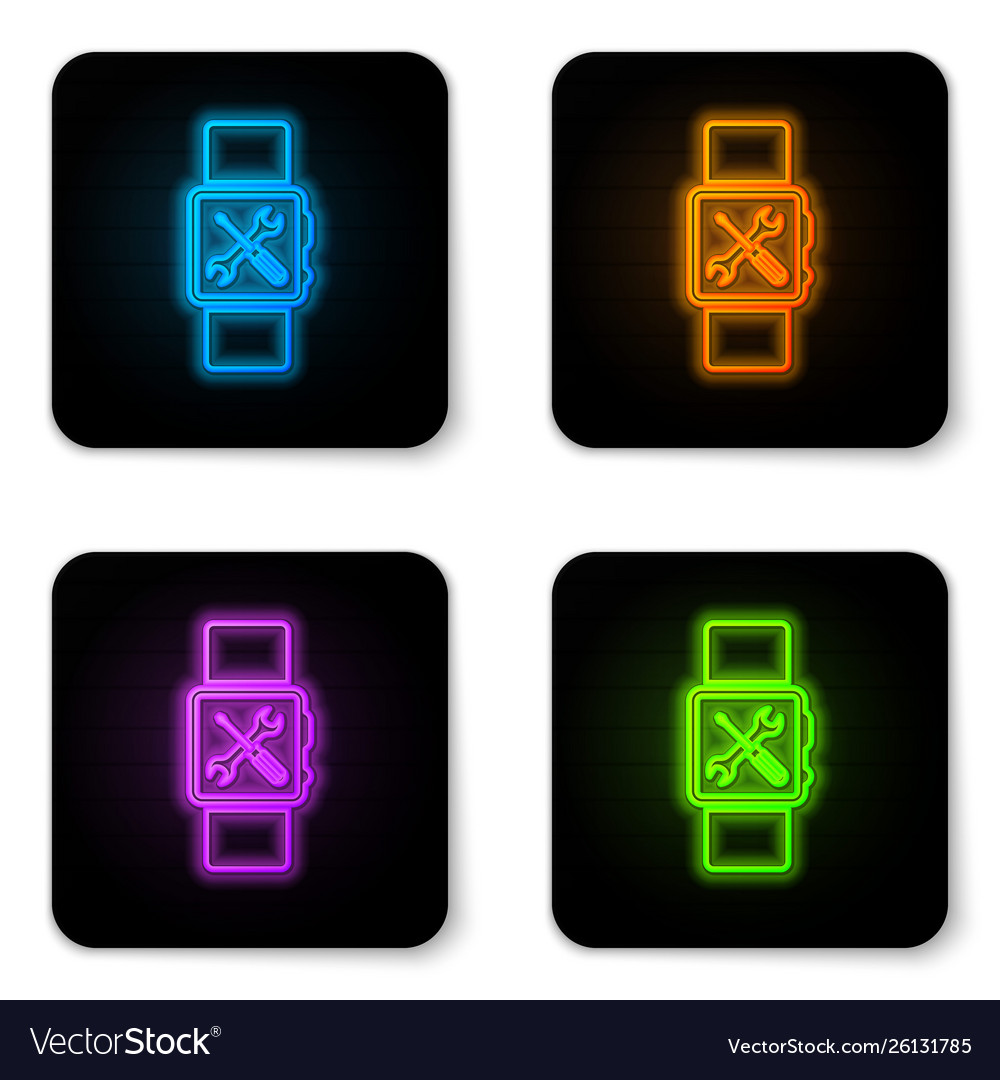 Glowing neon smartwatch with screwdriver Vector Image