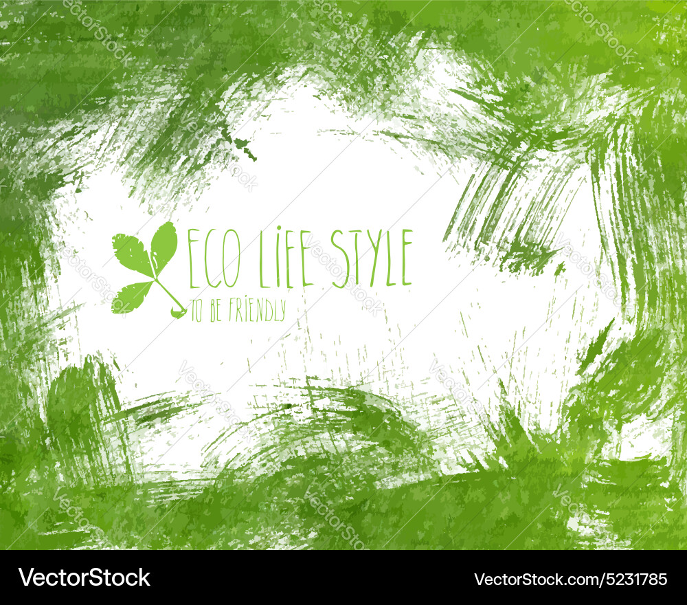 Green hand-drawn banner - eco background Vector Image