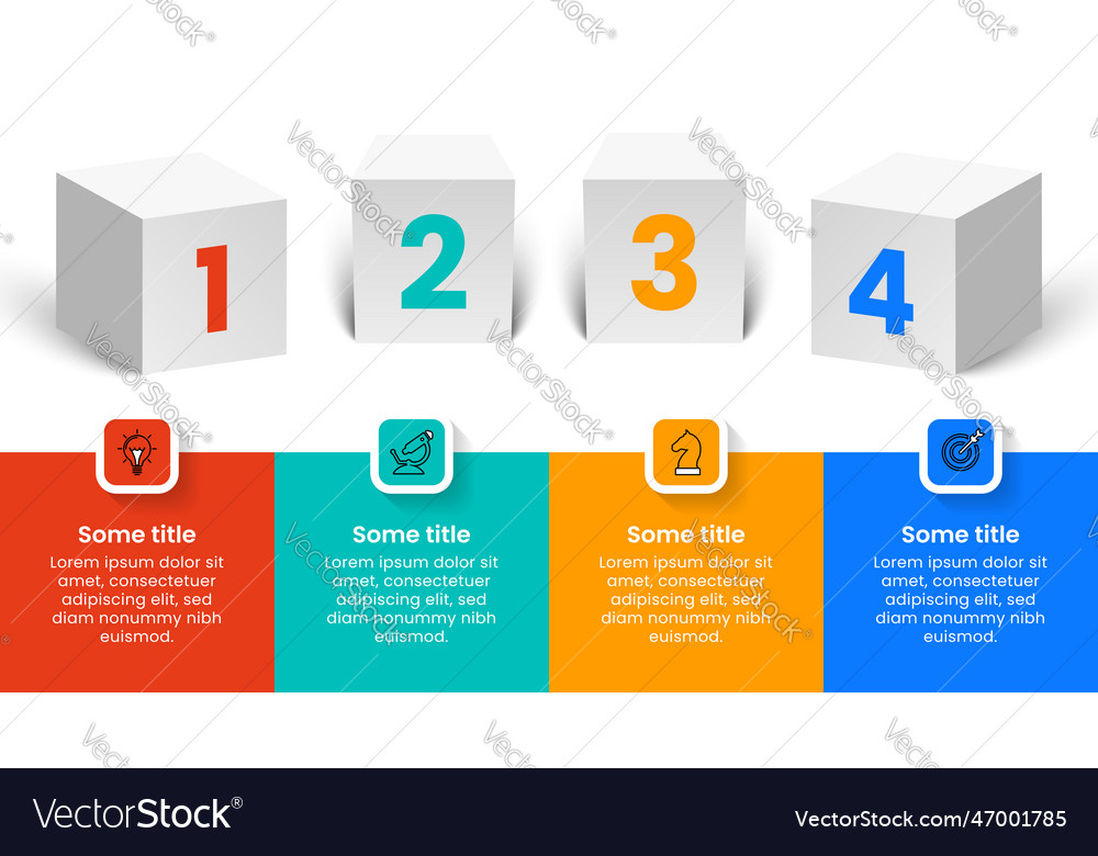 Infographic template 4 3d cubes with numbers and Vector Image