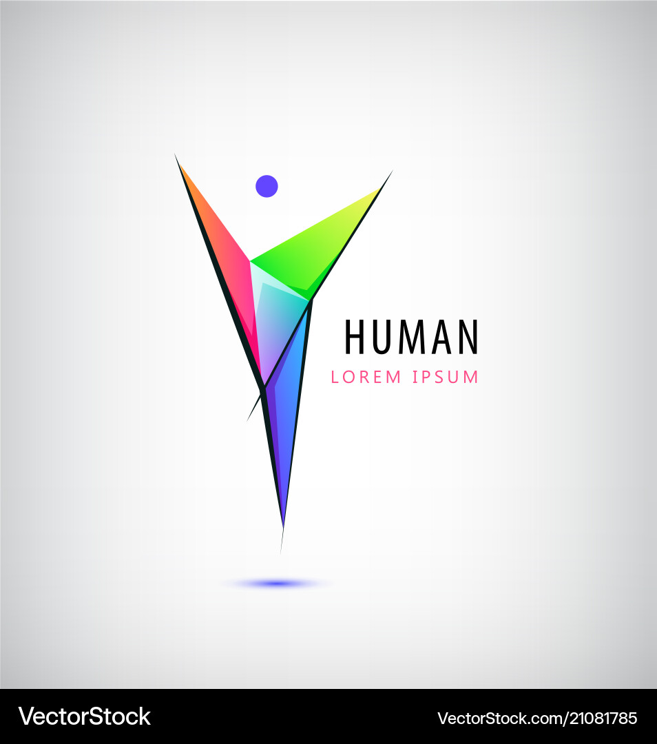 Man logo human body faceted Royalty Free Vector Image