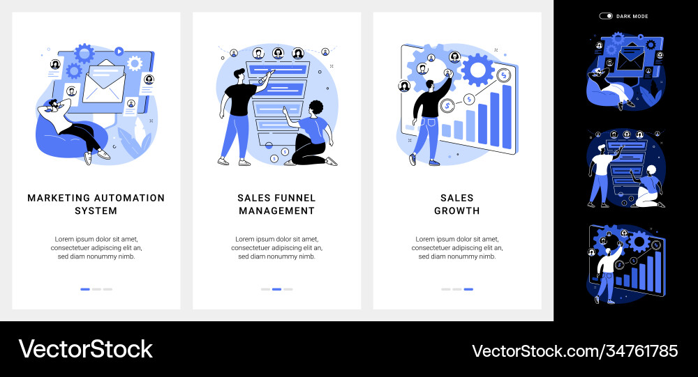 Marketing software mobile app ui kit Royalty Free Vector