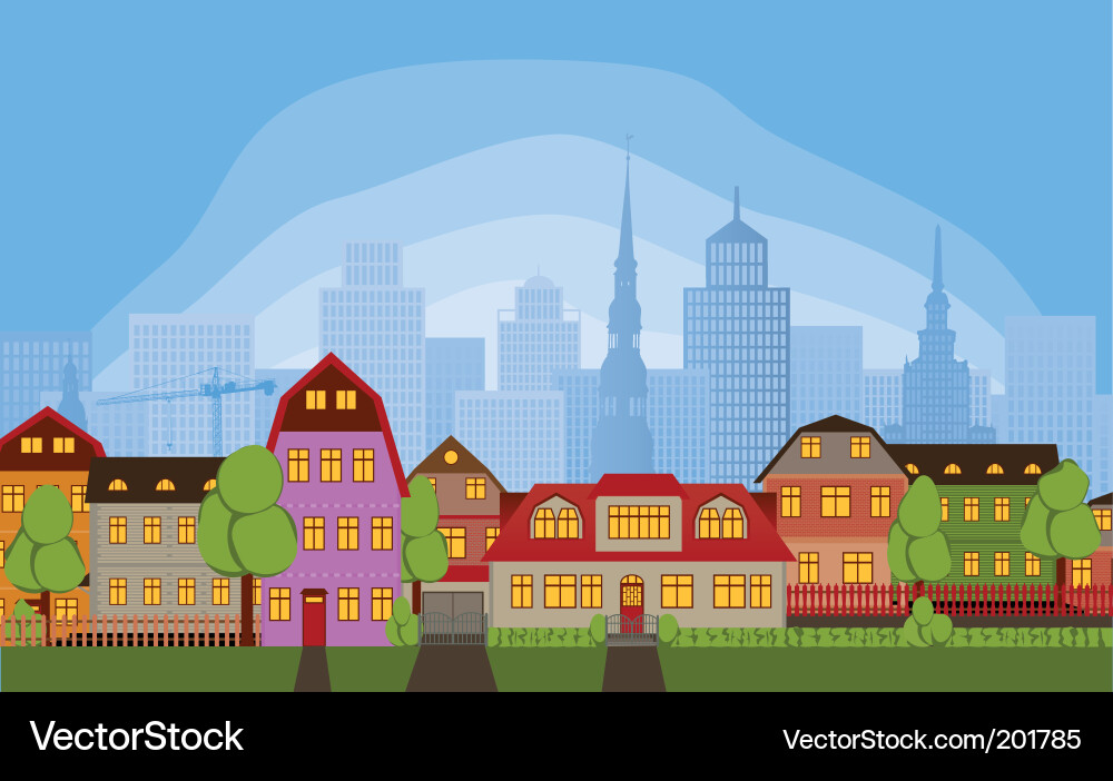 Neighborhood houses Royalty Free Vector Image - VectorStock