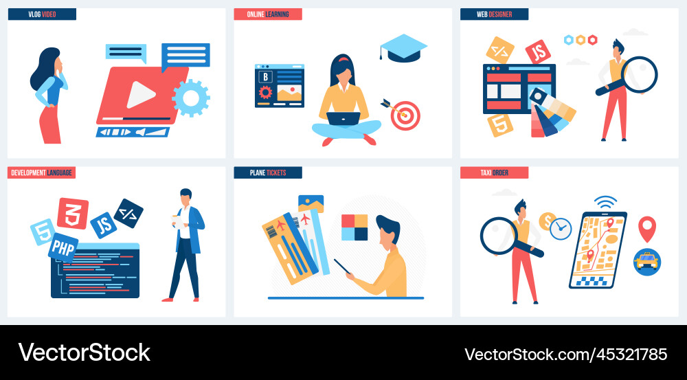 Online training web design development Royalty Free Vector