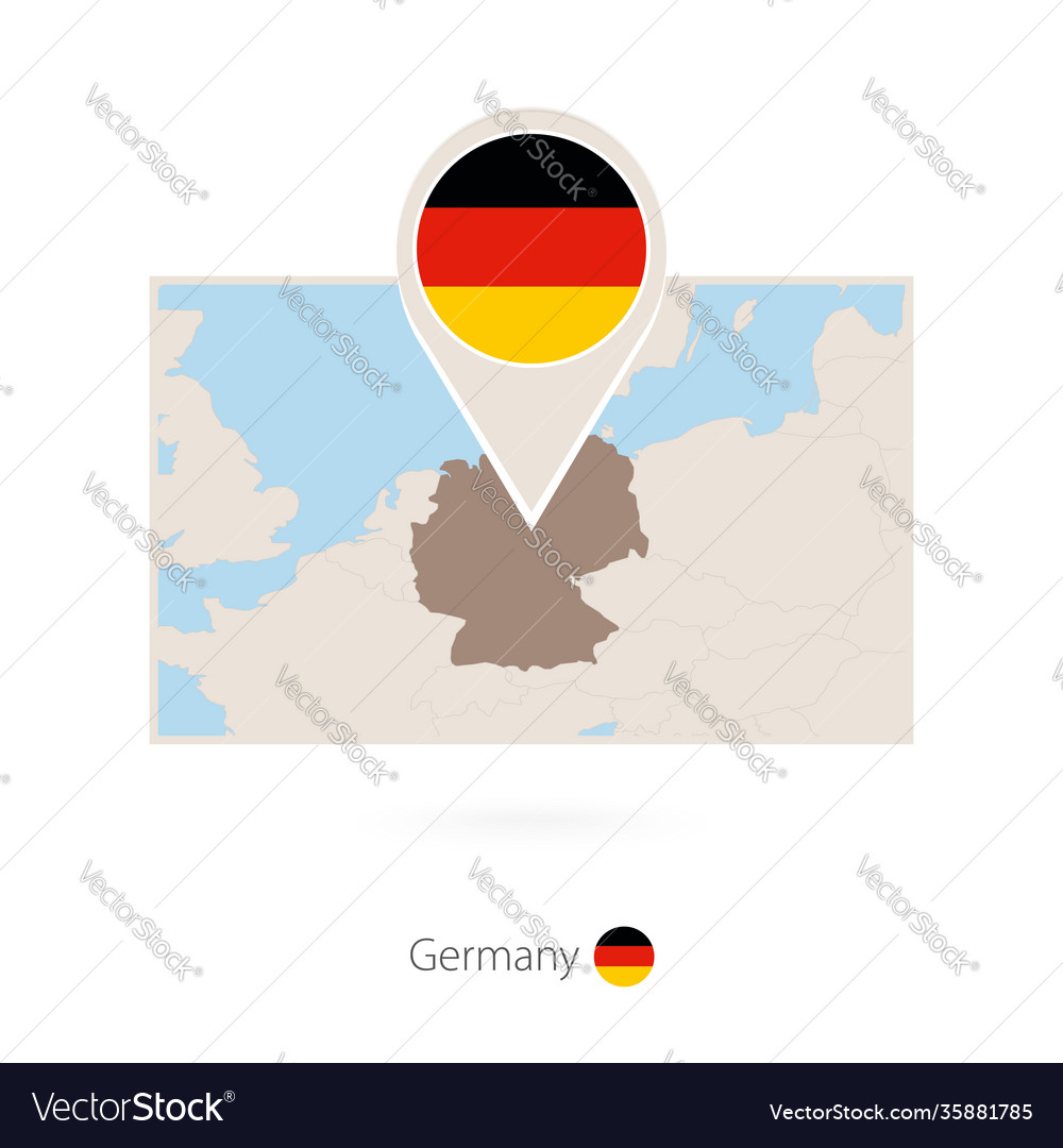 Rectangular map germany with pin icon Royalty Free Vector