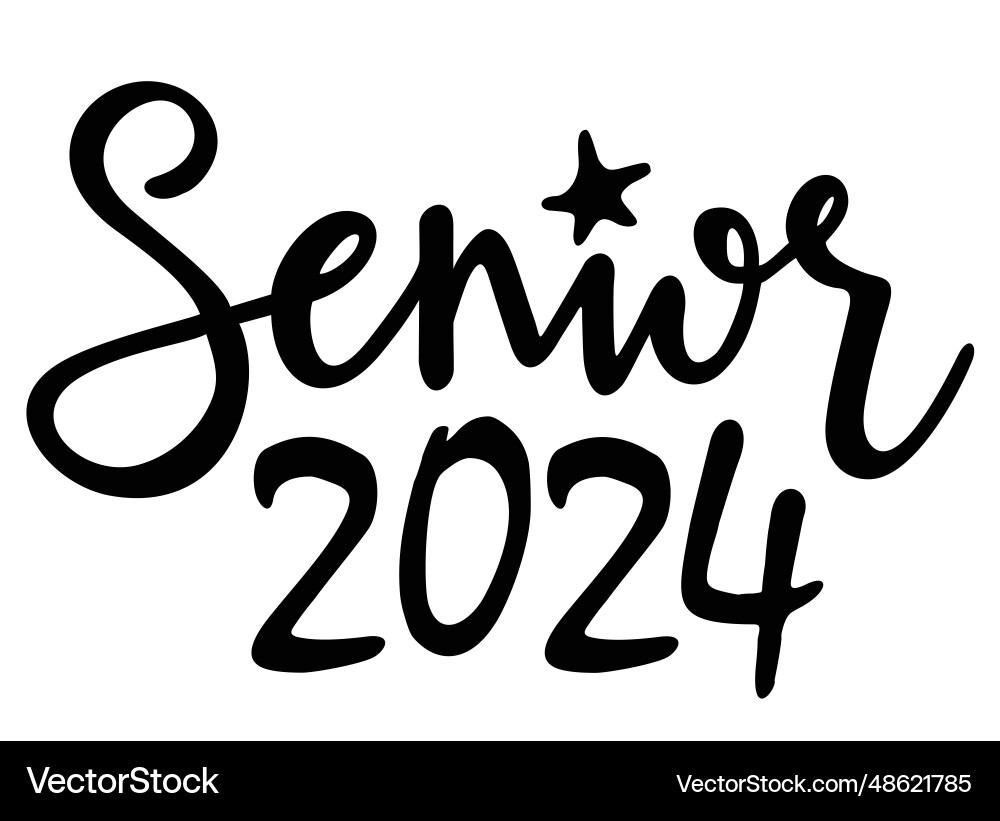 Senior 2024 calligraphy logo hand sketched Vector Image