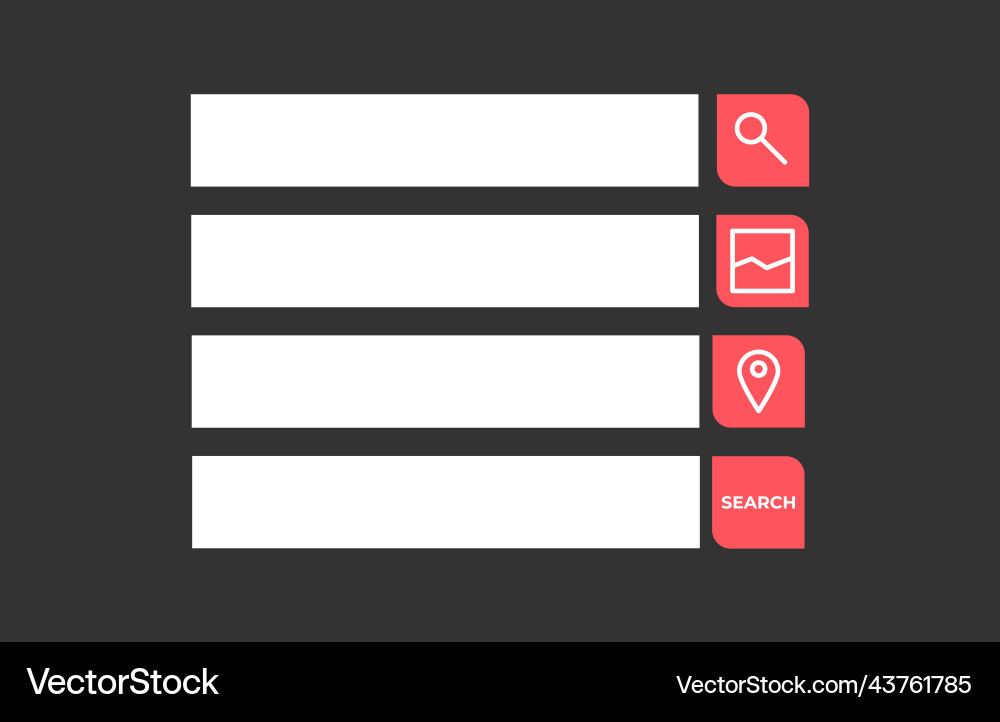 Set of search bars flat web design elements Vector Image