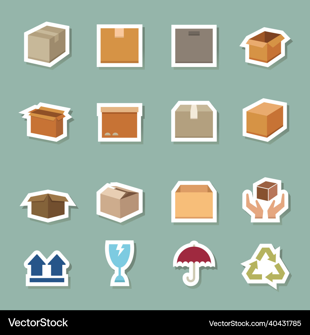 Transport box color icons Royalty Free Vector Image