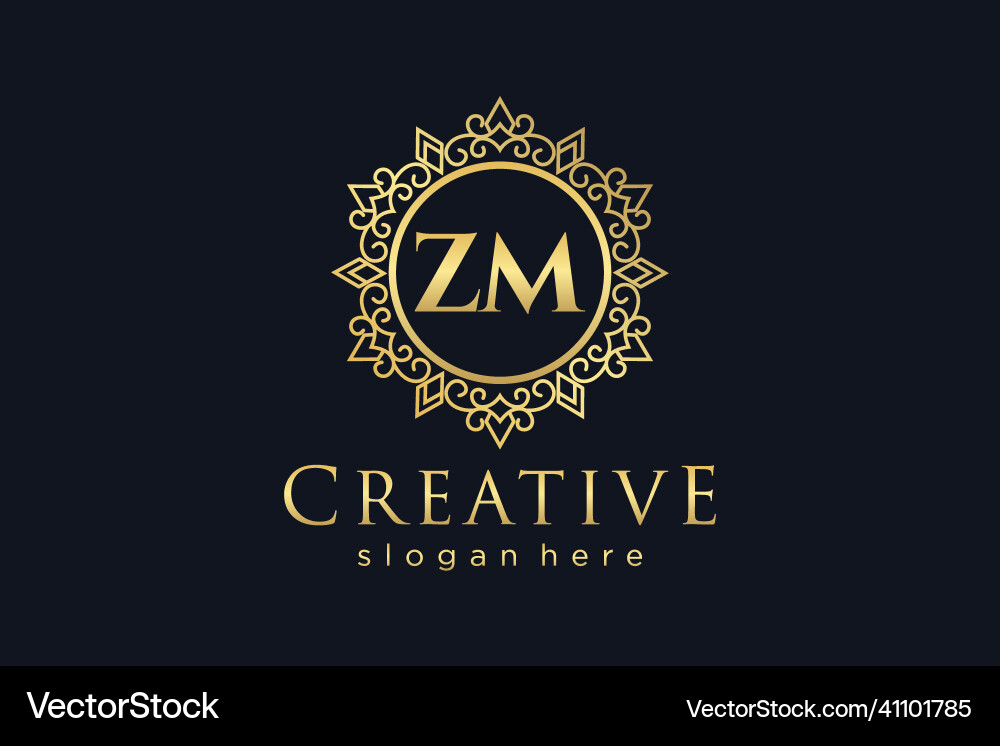 Zm initial letter luxury calligraphic feminine Vector Image